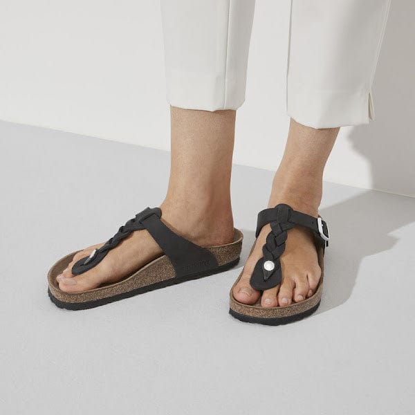 Birkenstock GIZEH Braid Black Oiled Leather Thong Sandal – Shoooz On ...